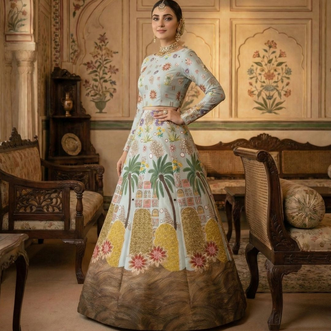 ZARMINA BAGH LEHENGA – PMT (Print Make Trim)